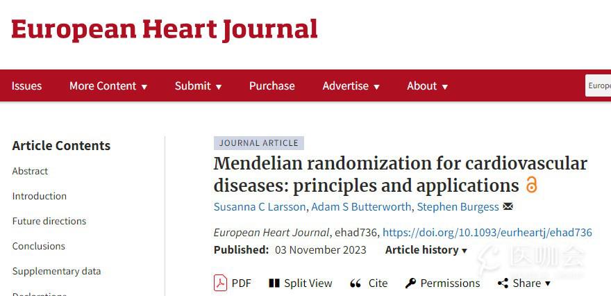 EHJ综述：什么是孟德尔随机化研究？(IF=39.3) - 医咖会