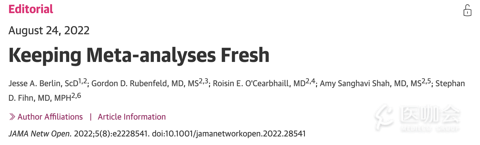 《JAMA Network Open》：这样的Meta分析更容易被期刊接收！ - 医咖会