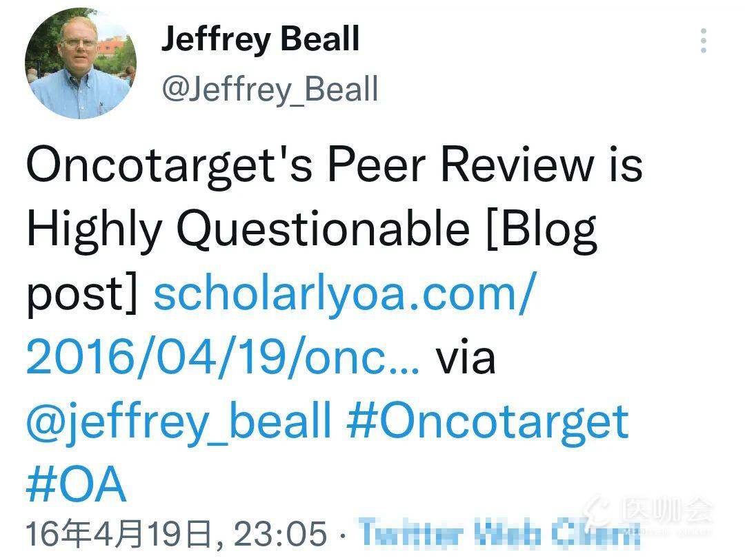 为什么《Oncotarget》会被SCI剔除？ - 医咖会